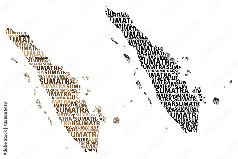 Sketch Sumatra letter text map, Sumatra (Republic of Indonesia, Greater ...