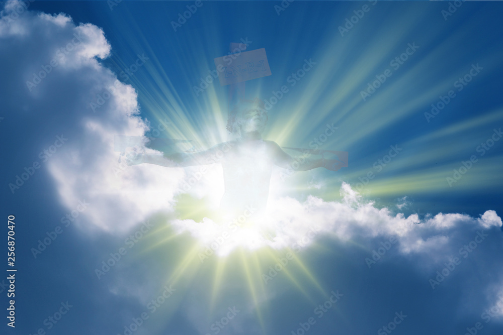 Jesus Christ in the sky with flashes of divine light _ Jesus Christ in ...