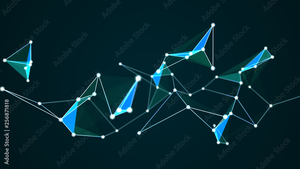 Abstract futuristic molecule structure blue color digital technology ...