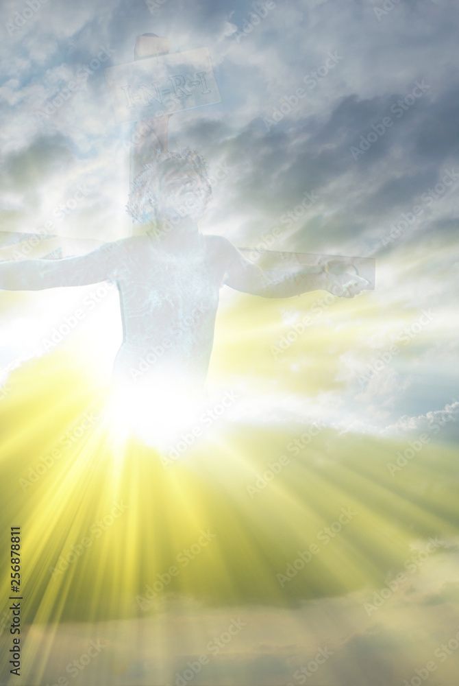 Jesus Christ in the sky with flashes of divine light - Jesus Christ in ...