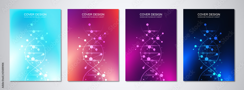 Vector template for cover or brochure, with molecules background and ...