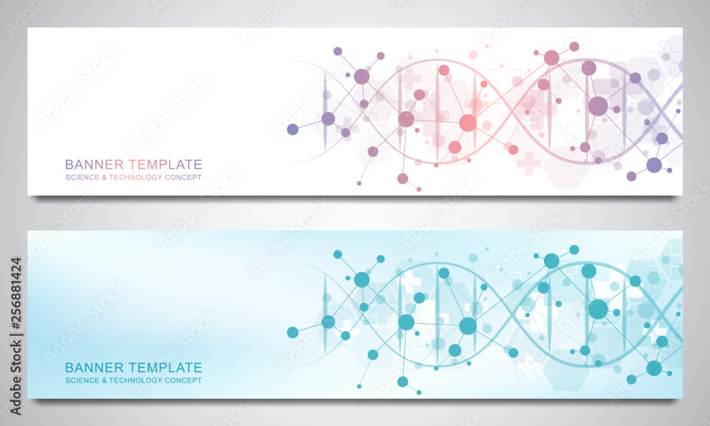 Banners and headers for site with DNA strand and molecular structure ...