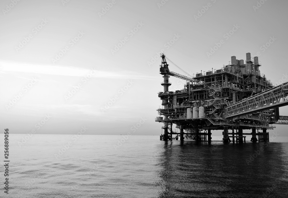 Oil and gas offshore platform 2019.Black&White Stock Photo | Adobe Stock