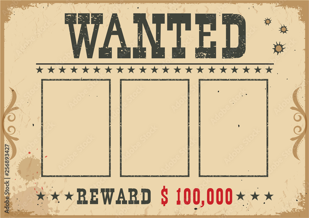 Wanted poster.Vector western illustration with text and space for ...
