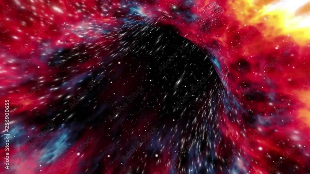 Looped wormhole flight to another dimension through a red-shifted force ...