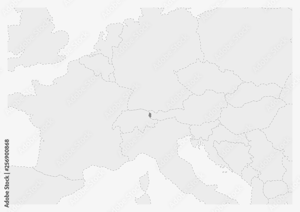 Map of Europe with highlighted Liechtenstein map Stock Vector | Adobe Stock