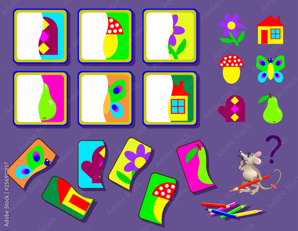 Educational page for kids. Logic puzzle game for children. Need to find ...