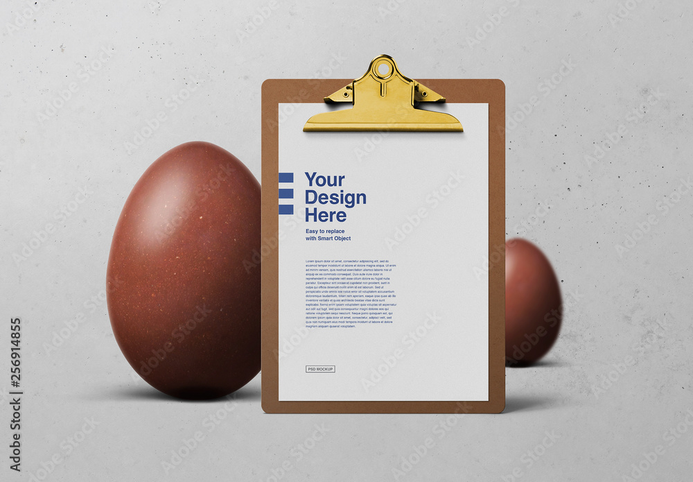 Modelo de Easter Eggs and Clipboard Mockup do Stock | Adobe Stock