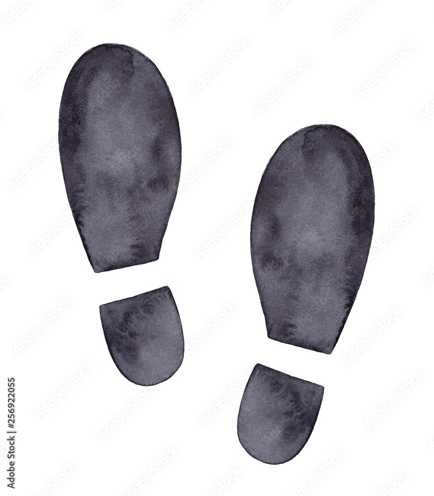 Set of two stylized shoe prints, top view. Human foot steps pictogram ...