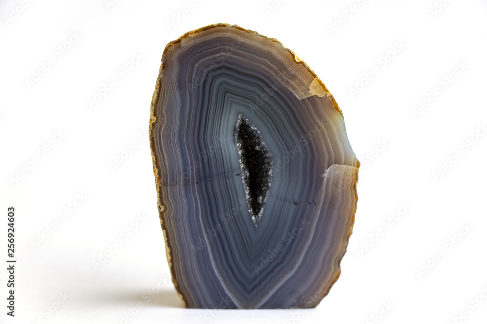 Amazing striped agate crystal cross section as background. Natural ...