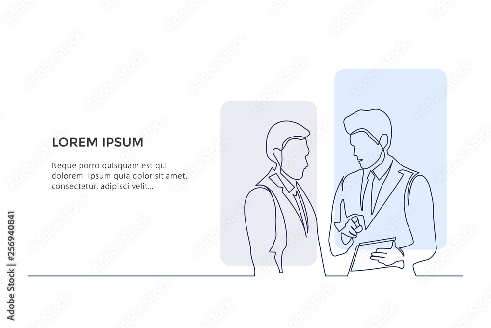 Continuous Line Drawing. Businessman Having Informal Meeting In Office ...