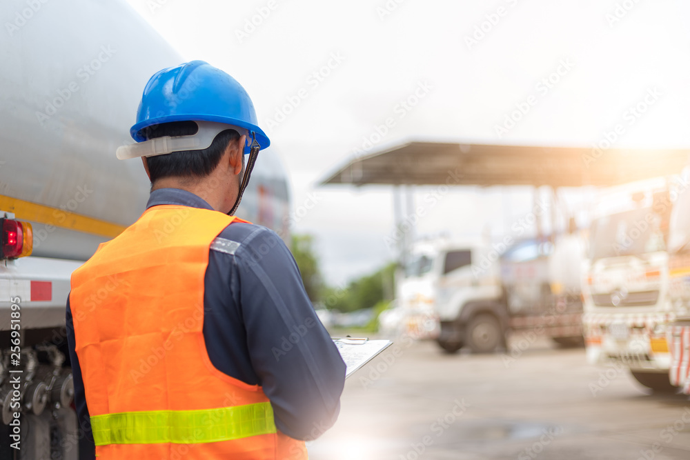 Preforming a pre-trip inspection on a truck,Concept preventive ...
