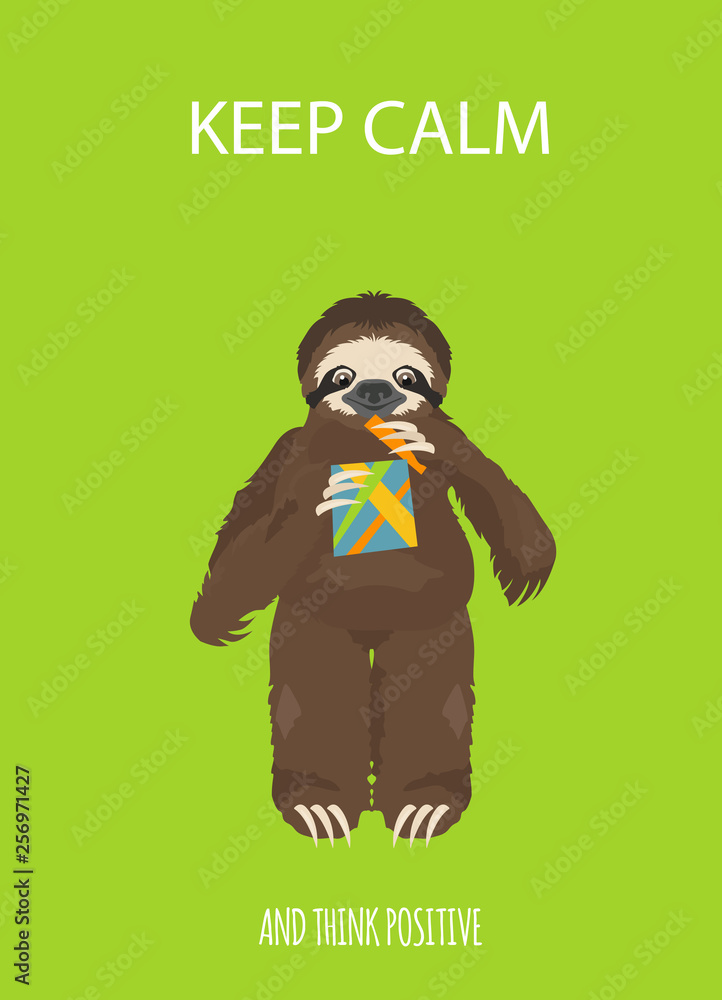 The story of one sloth. At the party with friends. Funny cartoon sloths ...