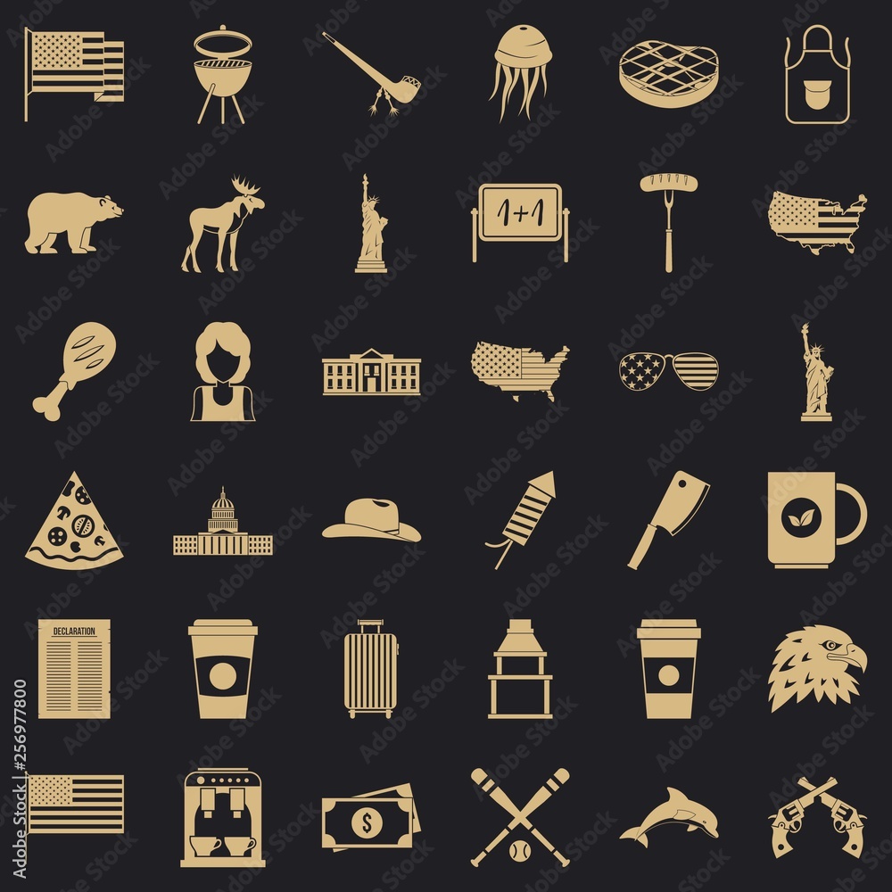Uncle sam icons set. Simple style of 36 uncle sam vector icons for web ...