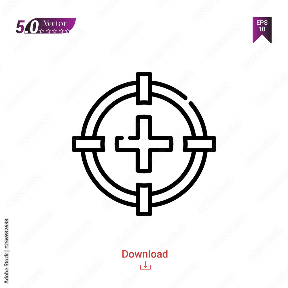 Outline crosshair icon. crosshair icon vector isolated on white ...