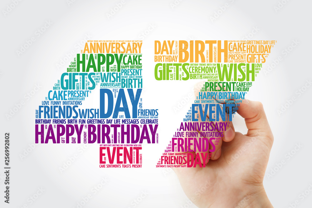 Happy 47th birthday word cloud with marker, collage concept Stock Photo ...