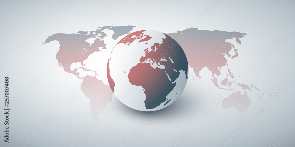 Earth Globe and World Map Design Layout- Global Business, Technology ...