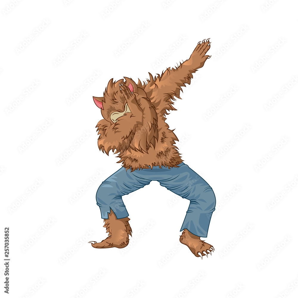 werewolf wolfman character dancing dab step Stock Vector | Adobe Stock