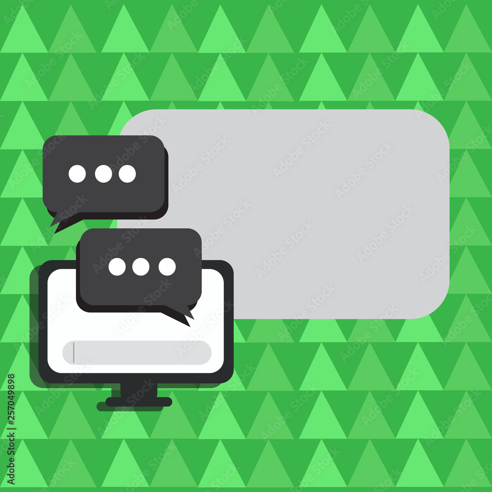 Blank Computer Monitor and Two Speech Balloon with Three Dots for Chat ...