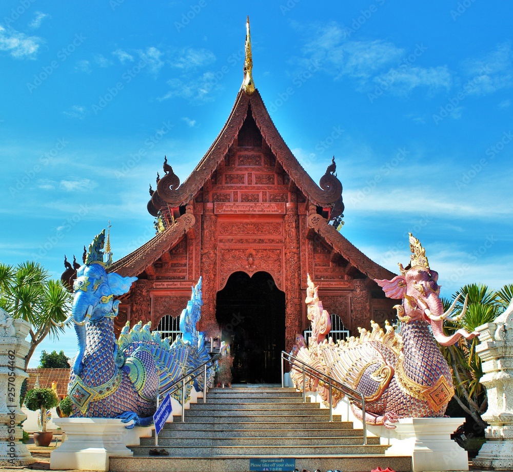 beautiful of two Naga in front of the church at Banden temple, Chiang ...