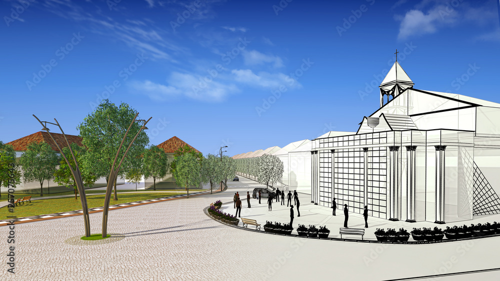 Architectural engineering design of urban street in city center using ...