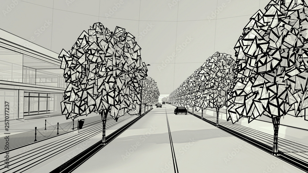 Architectural engineering design of urban street in city center using ...