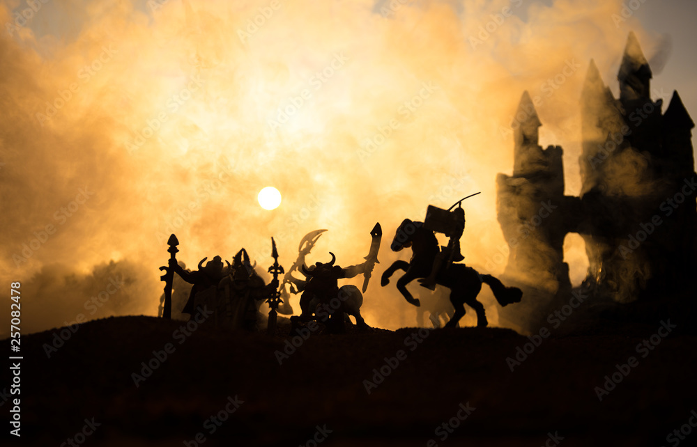 Poster Medieval battle scene with cavalry and infantry – Wall Art ...