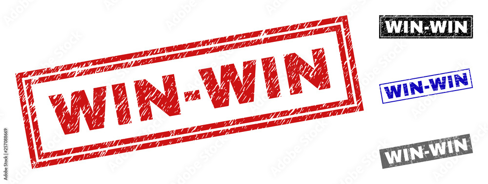 Grunge WIN-WIN rectangle stamp seals isolated on a white background ...