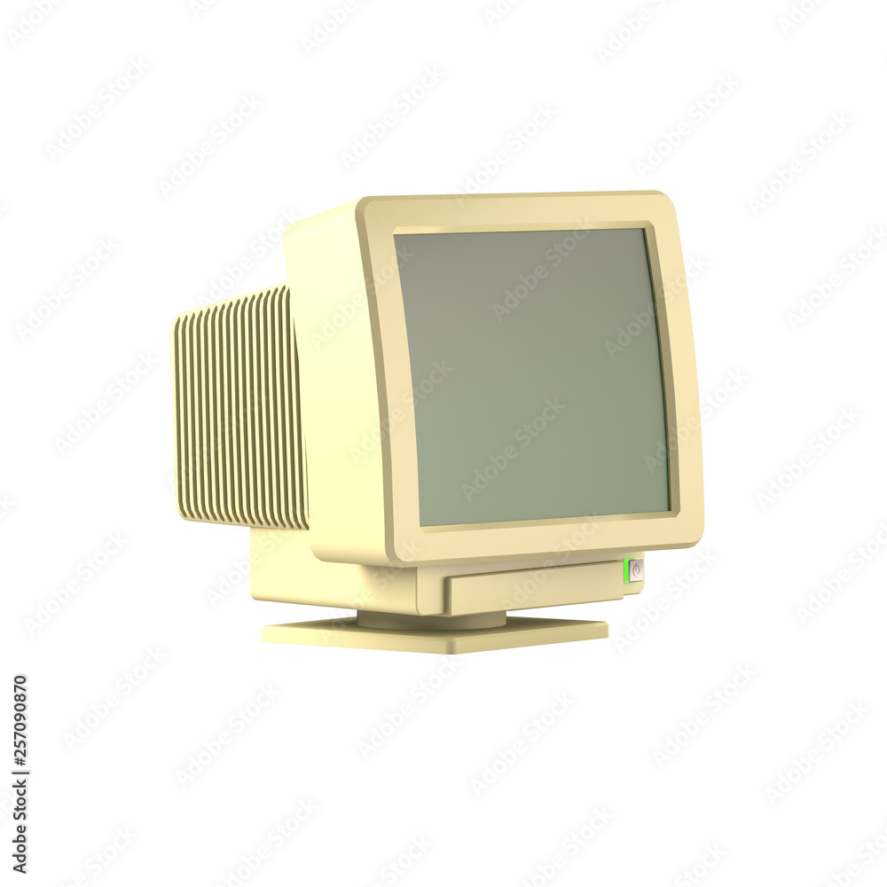 Vintage Retro Computer Monitor on Isolated White Background Vaporwave ...