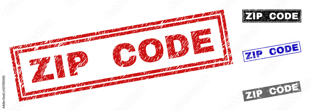 Grunge ZIP CODE rectangle stamp seals isolated on a white background ...