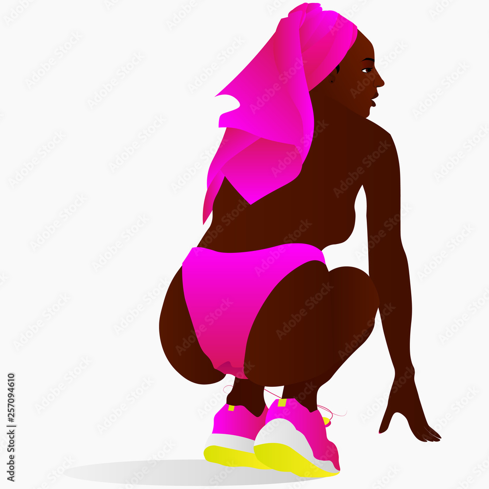 Sexy African American Girl After Shower Vector Illustration Stock