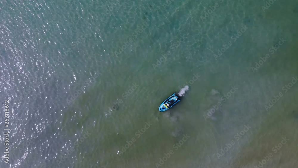 4k, Aerial view of Jet ski and drawing with Jet ski on the sea. Amazing ...