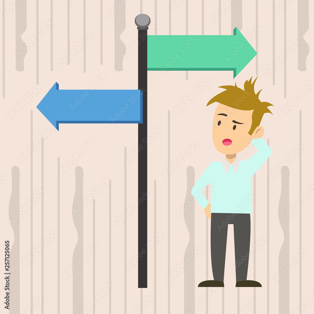 Man Confused with the Road Sign Arrow Pointing to Opposite Side ...