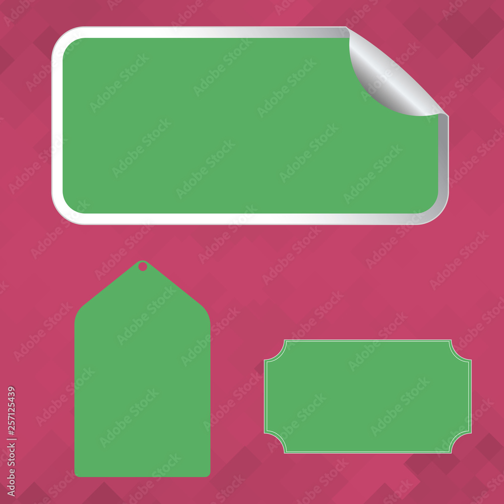 Blank Color Label, Self Adhesive Sticker with Border, Bended Corner and ...