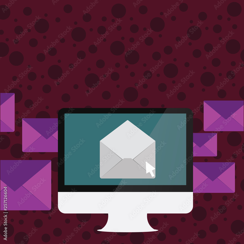 Open Color Envelope inside Computer Screen. Letter Casing Surrounds the ...