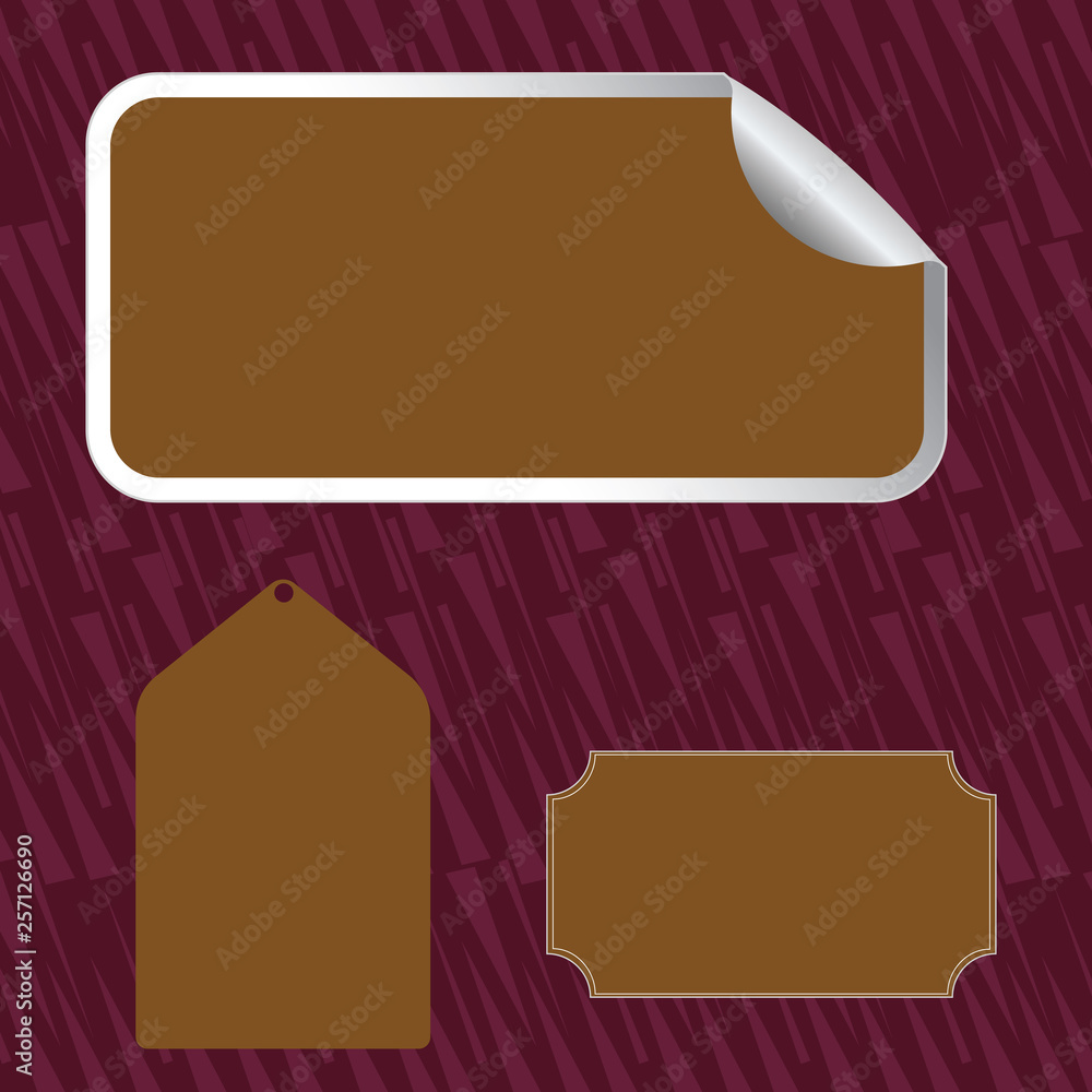 Blank Color Label, Self Adhesive Sticker with Border, Bended Corner and ...