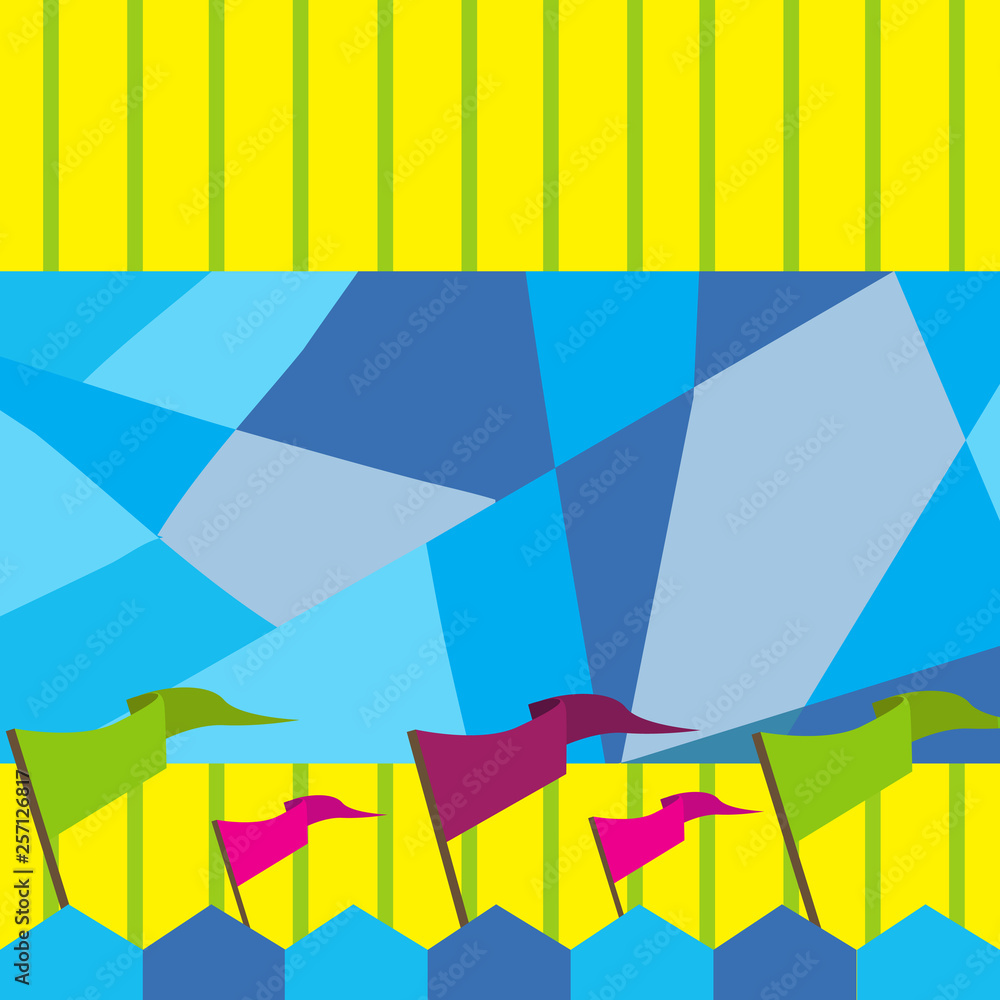 Blank Solid Colorful Pennant Streamer Flag on Stick Mounted on Picket ...