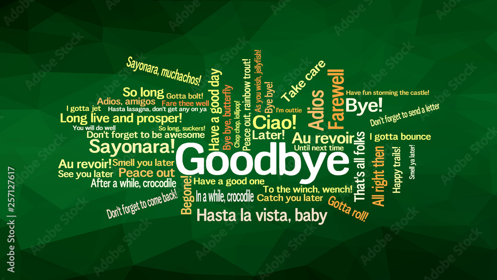 How to say GOODBYE in different Stock Vector | Adobe Stock