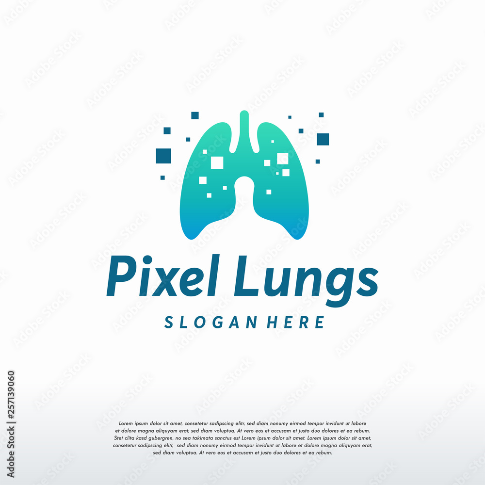 Pixel Lungs logo designs concept vector, Lungs Care logo template Stock ...