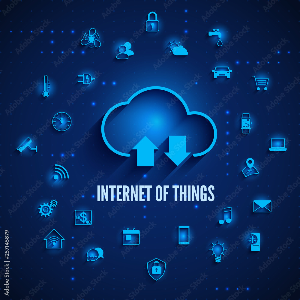 Internet of Things. IOT concept. Cloud and other icons IOT concept ...