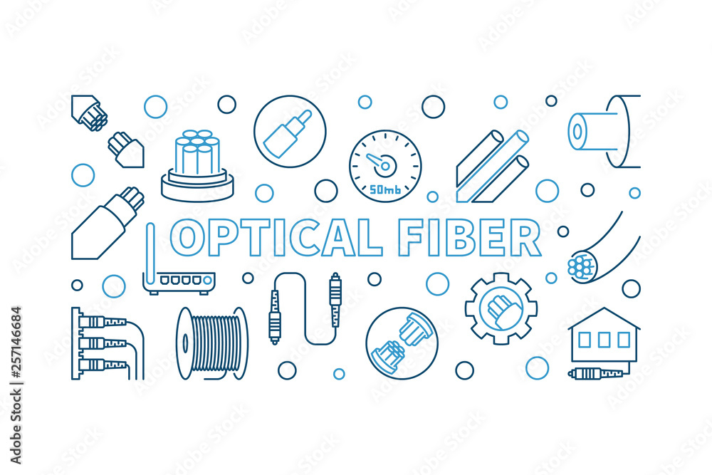 Optical Fiber outline concept horizontal banner. Vector illustration ...