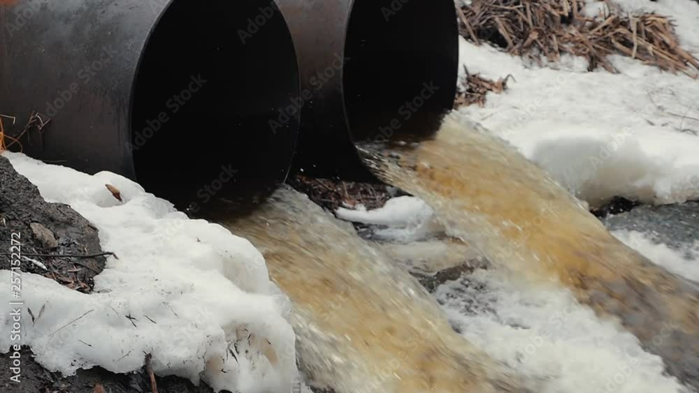 Drain pipes, environmental pollution. Drainage system flood protection ...