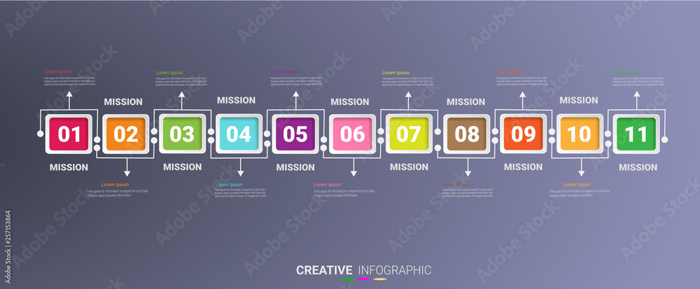 Infographic design template with numbers 11 option for Presentation ...