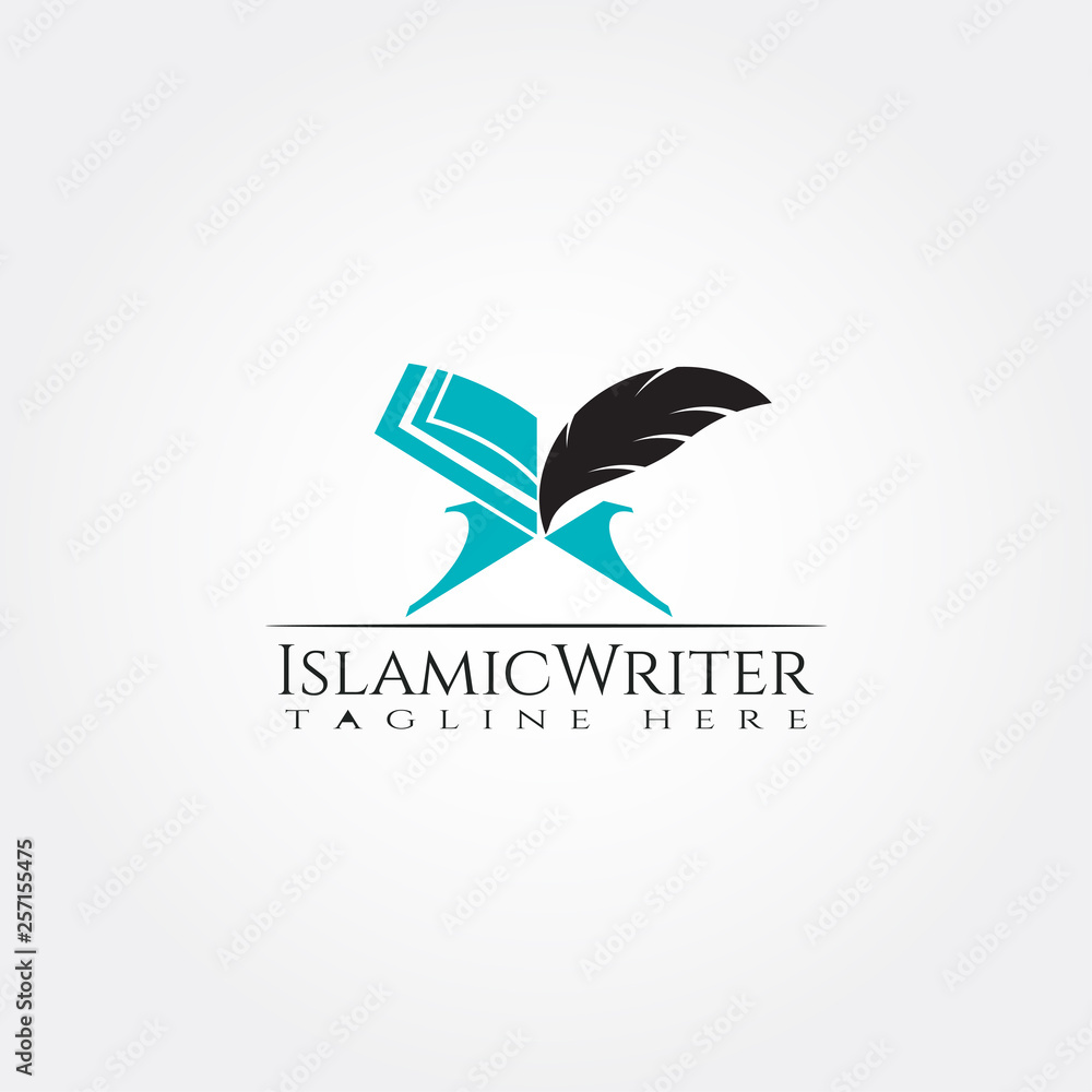 islamic writer logo with quran or koran concept Stock Vector | Adobe Stock