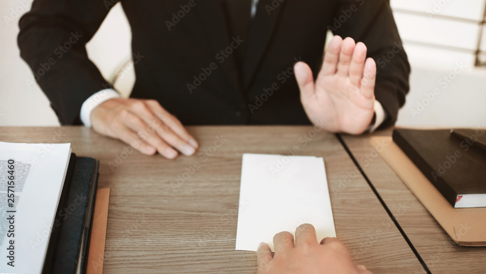 Poster man with resignation letter for quit a job to human resource ...