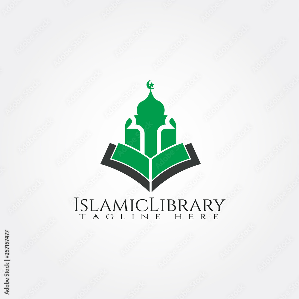 islamic logo template,mosque and Quran icon combination ,illustration ...
