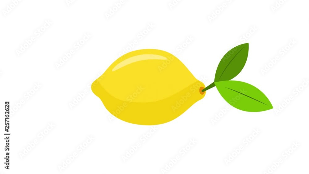Cartoon lemon, healthy food, tropical fruits. Animation on a ...