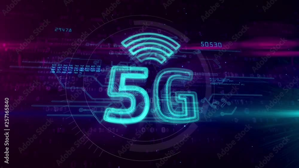 Vidéo Stock 5G - 5th generation of mobile communication. High speed wireless cellular network ...