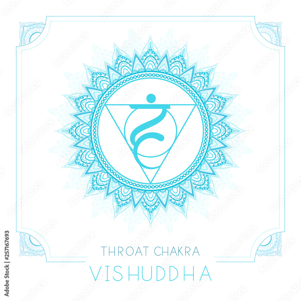 Vector illustration with symbol Vishuddha - Throat chakra and ...