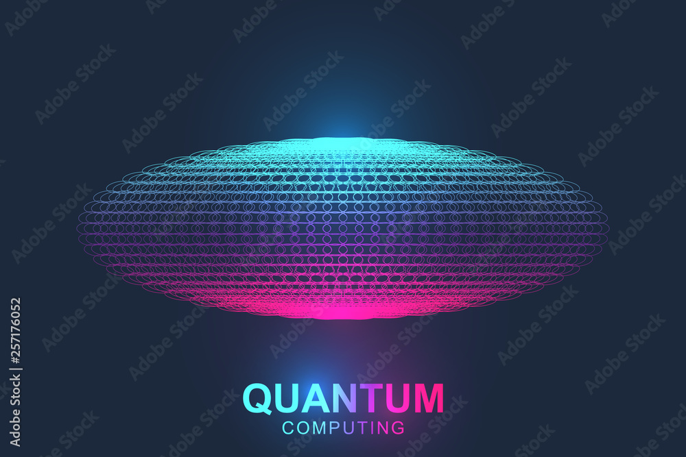 Quantum computer technology concept. Sphere explosion background. Deep ...